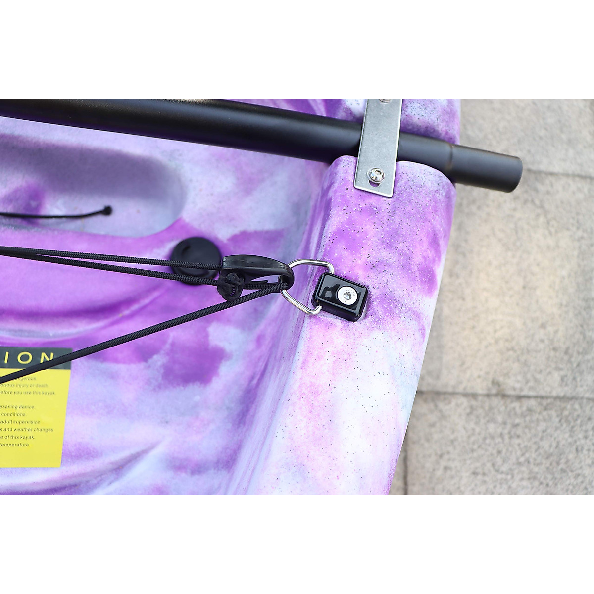 METER STAR 4pcs Kayak Hook and 2pcs 6.5feet Black Elastic Cord Elastic Nylon Cords for Kayak Canoe and Fishing Boat