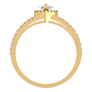 Clara Pucci 1.20ct Marquise Cut Solitaire W/Accent Halo Genuine Moissanite Wedding Promise Anniversary Bridal Ring 18K Yellow Gold 9.5