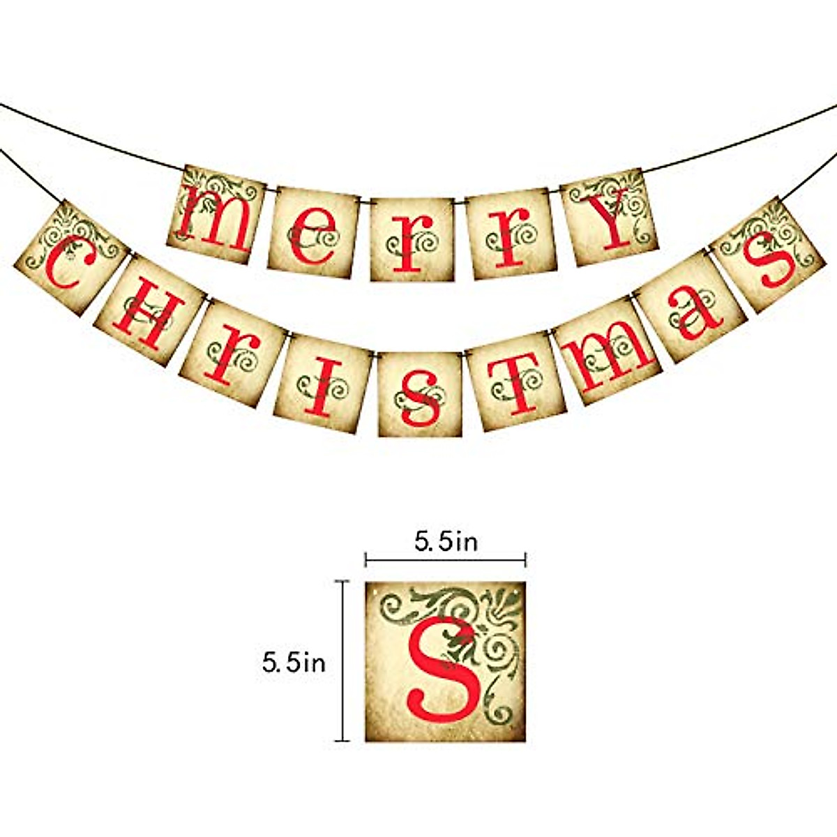 FECEDY Red MERRY CHRISTMAS Hanging Banner for Christmas Party Decorations