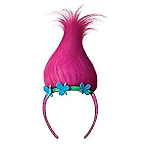 OS Fits Child, Magenta, Trolls Sugar Glitter Headband with Troll hair, female