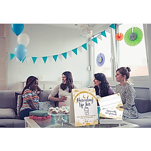 Advice for New Parents, Parenting Advice Card, Baby Shower Party, Tips for the Parents To Be，Includes a 5x7 Standing Sign and 25 4x6 Advice Cards(JYC026)