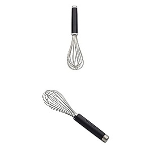 KitchenAid KE060OHOBA Classic Utility Whisk, One Size, Black 2 and KitchenAid Gourmet Utility Whisk, 10.5-Inch, Matte Black