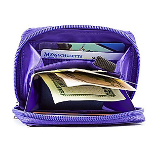 Big Skinny Women's Lynx Zippered Slim Wallet, Holds Up to 30 Cards, Purple