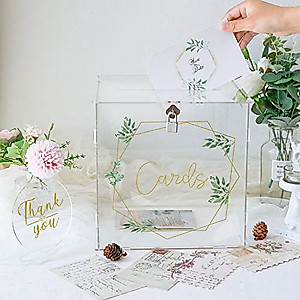 AerWo Acrylic Wedding Card Box for Wedding Reception, Clear Gift Card Box with Lock, Wedding Money Boxes Acrylic Card Box for Party Anniversary Graduation Birthday Baby Shower Decorations