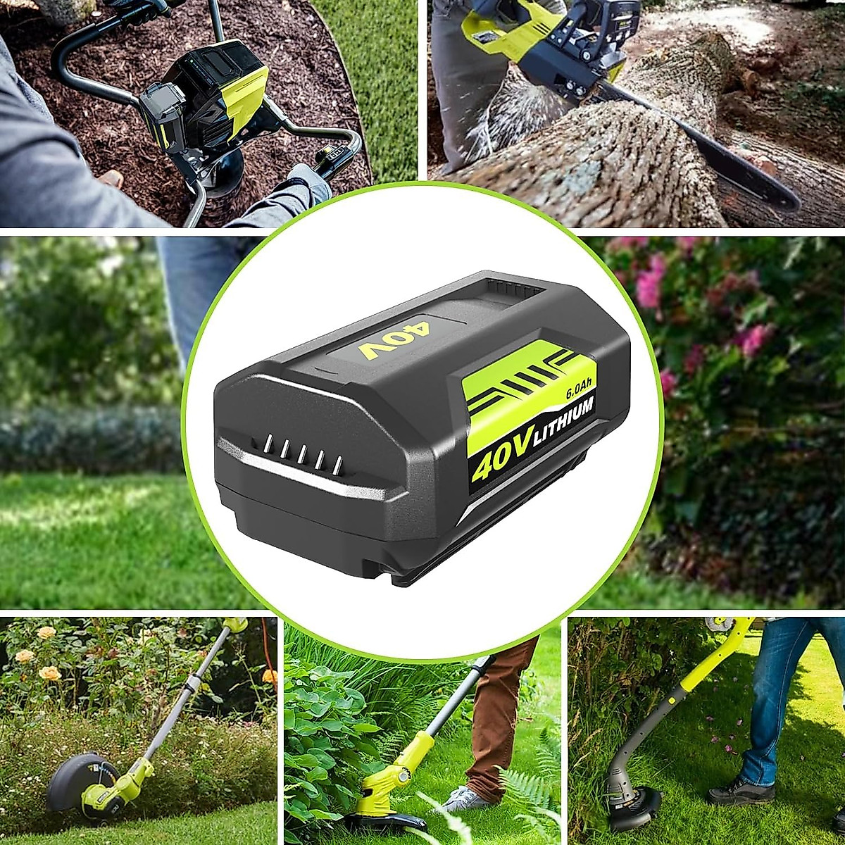 6.0Ah Replacement for Ryobi 40V Battery Lithium Ion Compatible with Ryobi 40 Volt Battery Lithium OP4026A OP4015 OP4040 OP40201 OP4050A OP4015 OP40261 OP4030 OP40401 OP4060 Cordless Power Tools