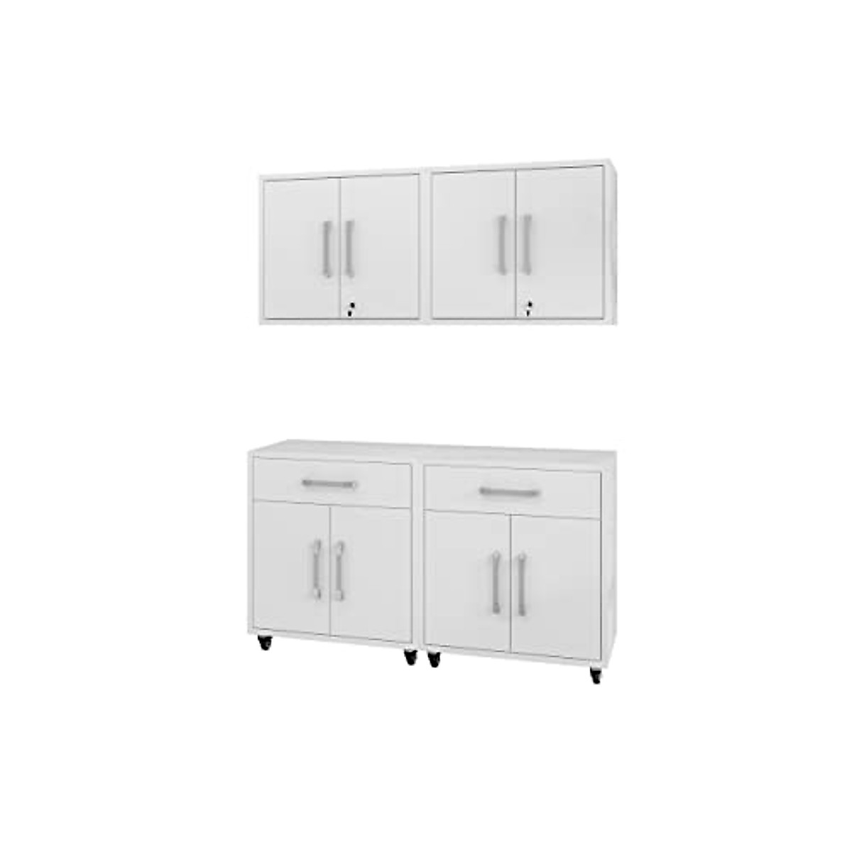 Manhattan Comfort Eiffel 4-Piece Garage Storage Set in White