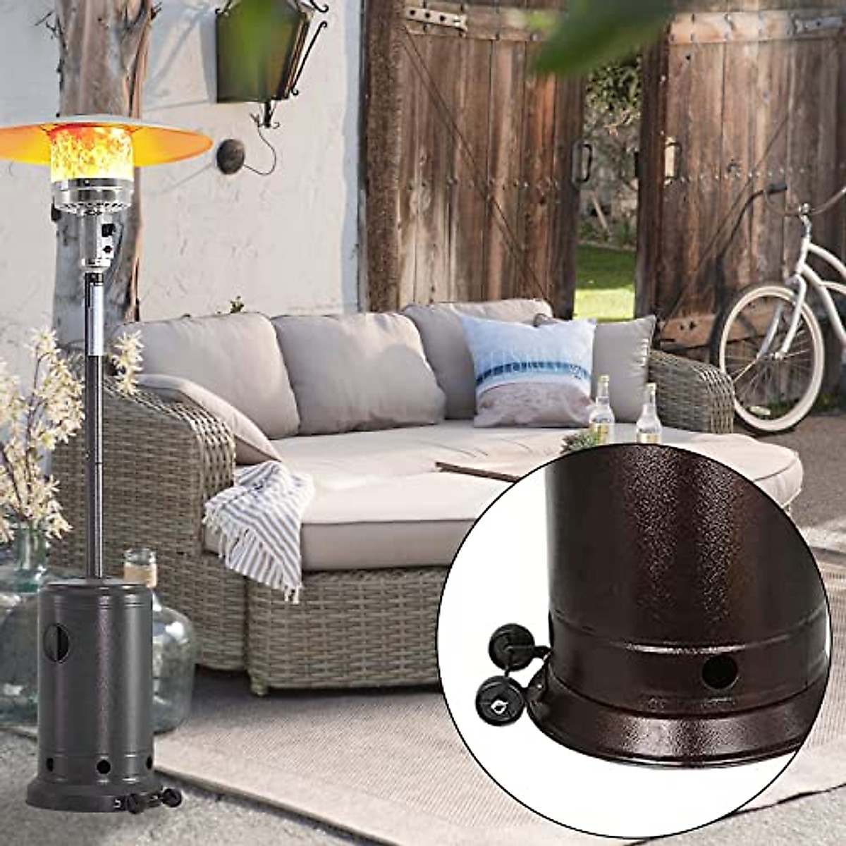 2 Pack Universal Patio Heater Wheel Kit-Propane Gas Patio Heater Wheels Replacement Universal Movable Wheel Patio Heater Parts Outdoor Umbrella Gas Heater Wheel Kit Gas Liquefied Gas Patio Heater