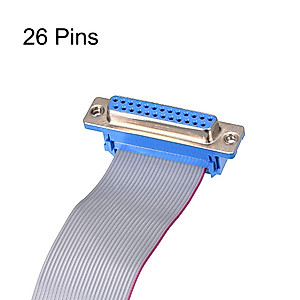 uxcell IDC Wire Flat Ribbon Cable DB25 Female to FC-26 Female Connector 2.54mm Pitch 20cm Length