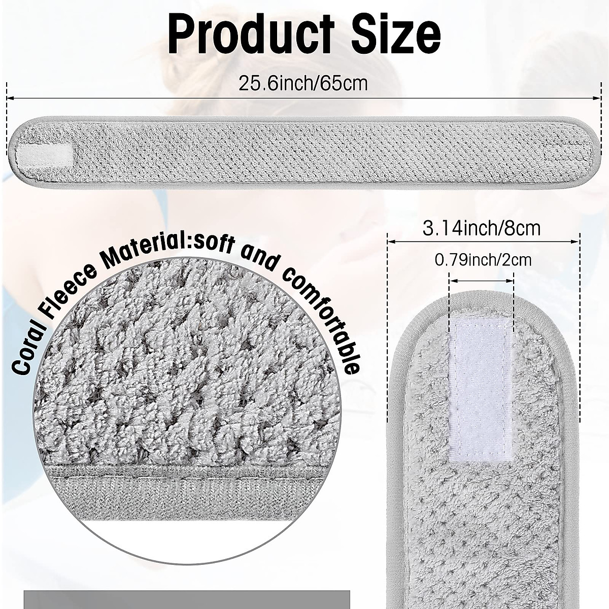 Geosar 40 Pcs Spa Headbands Bulk Spa Facial Headbands Adjustable Face Washing Headband Head Wrap Makeup Hair Wrap Double Layer Coral Fleece Hair Band for Bath Shower Sports Yoga