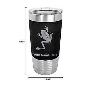 LaserGram 20oz Vacuum Insulated Tumbler Mug, Tree Frog, Personalized Engraving Included (Faux Leather, Black)