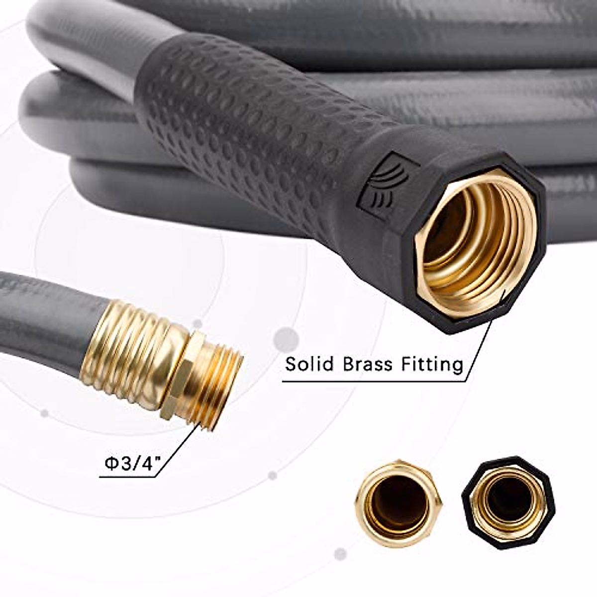 Worth Garden 5/8 in. x 3ft Short Hose - Durable PVC Non Kinking Heavy Duty Water Hose with Brass Hose Fittings - 12 Years Warranty - H055D01