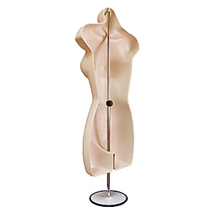 DisplayTown Flesh Male + Flesh Female Dress Form Mannequin Hip Long Hollow Back Body Torso Set w/Metal Stand with Metal Pole & Hanging Hook, S-M Sizes