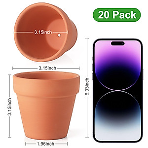 FAMILY 20Pack 3 inch Terra Cotta Color Solid Clay Indoor Mini Flower Pots