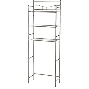 3-Shelf Over Toilet Bathroom Storage Organizer, Cabinet, Towel Rack, Bathroom Space Saver with 3 Shelves, Satin Nickel Finish