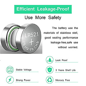 30pcs LR521 AG0 1.5V Alkaline Coin Batteries SR521SW 379 SR521 179 SR63 Watch Battery Button Coin Cell for Watches, Keychain Flashlight, Penlight, LED Propellers, Hot Toys