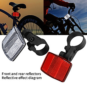 Bike Front and Rear Reflectors Kit, Bicycle Wheel Spoke Reflectors Kit, Bike Cycling Safety Warning Reflectors for Handlebar and Seatpost, Bike Road Safety Reflection Kit, Red and White/8 Pcs