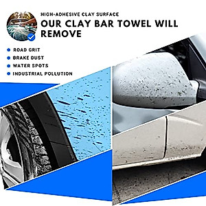 Clay Bar Towel Pack of 2 with 2 Gifted Gloves AutoCare Fine Grade Microfiber Clay Towel Auto Detailing Towel Clay Bar Alternative for Car Detailing-Blue