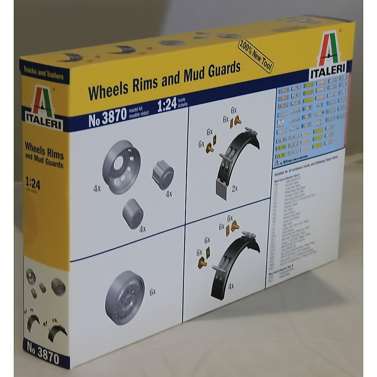 Italeri 3870 Wheels Rims And Mud Guards, - 1:24 Scale Truck Model Kit Parts