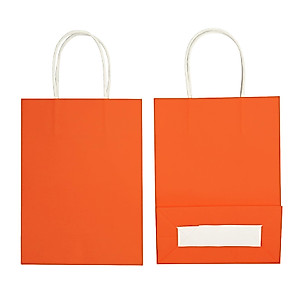 YADIAN 10 Pieces Kraft Paper Party Favor Gift Bags with Handle, Orange Small Size Gift Bags for Christmas, Birthday, Wedding and Party Celebrations