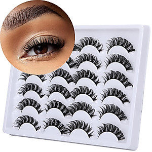 Fake Eyelashes Wispy Faux Mink Lashes D Curly Fluffy False Lashes Russian Strip Lashes Pack by Kiromiro
