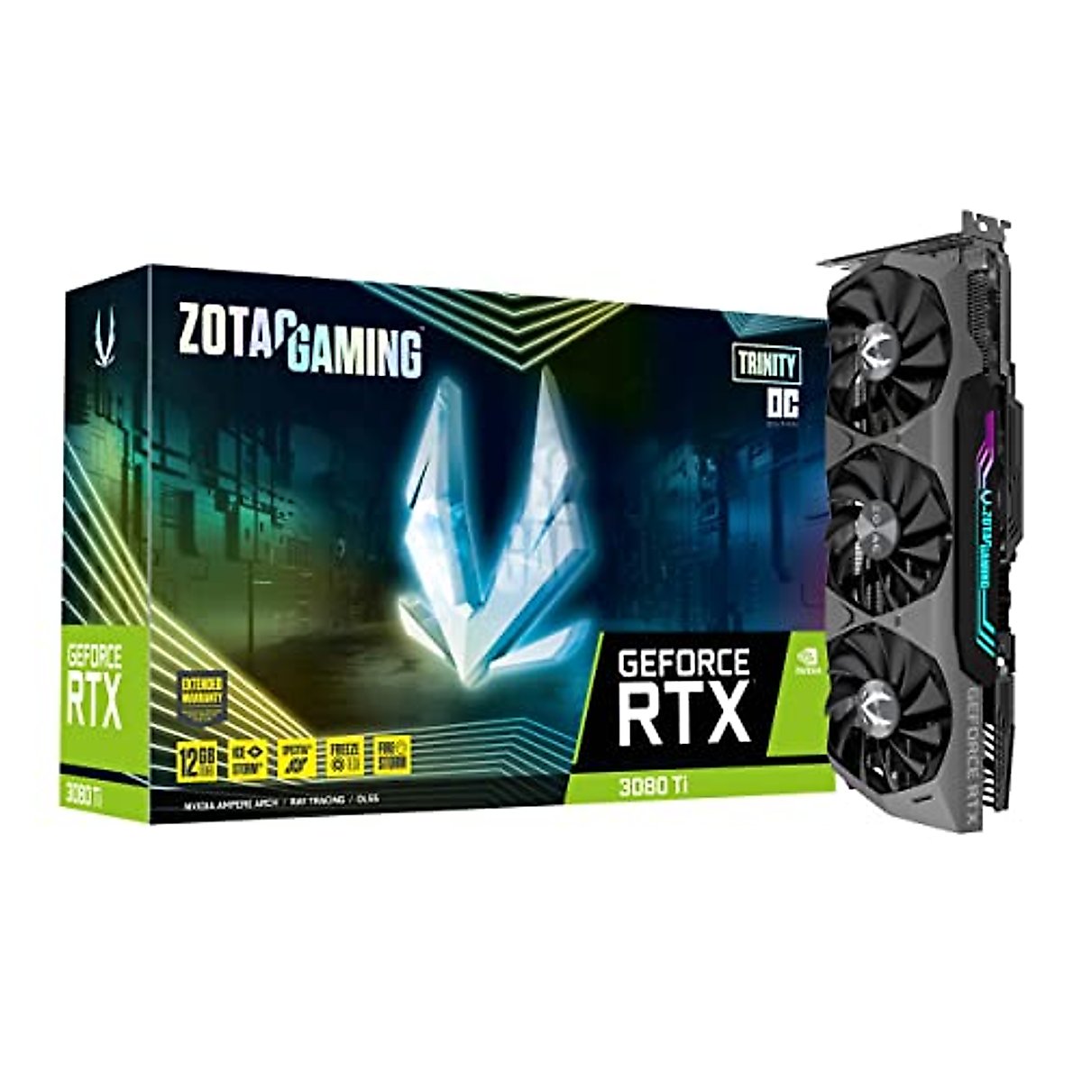 ZOTAC Gaming GeForce RTX™ 3080 Ti Trinity OC 12GB GDDR6X 384-bit 19 Gbps PCIE 4.0 Graphics Card, IceStorm 2.0 Advanced Cooling, Spectra 2.0 RGB Lighting, ZT-A30810J-10P