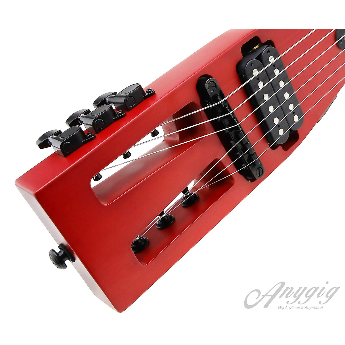 Anygig Electric Guitar Practice Portable Travel 82CM 1.6KG Cherry Matte 25.5" Full Scale with Gigbag Right Handed