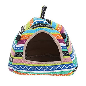POPETPOP Guinea Pig Bedding - Hedgehog Bedding Hamster Snuggle Sack Rat House Bed Winter Warm Fleece Pet Syrian Hamster Chinchilla Bed Cage Nest Cuddle Cups - Mongolia Style, Size S