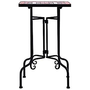 lvssiao Plant Stand Indoor Outdoor, Mosaic Side Table Terracotta and White Ceramic Stand Flower Holder Mosaic Table Top + Elegant Curved Legs for Garden Balcony Living Room