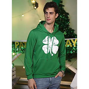Arvilhill St Patrick's Day Sweatshirt Men's Green Shamrock Irish Printed Hoodie CLOVER XL