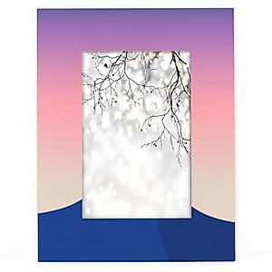 Yzrwebo Japan Mountain Fuji 5x7 Picture Frame Red Sun Wood Photo Frames High Transparent Horizontal and Vertical Tabletop Display or Wall Mounting for Family Home Gallery Office