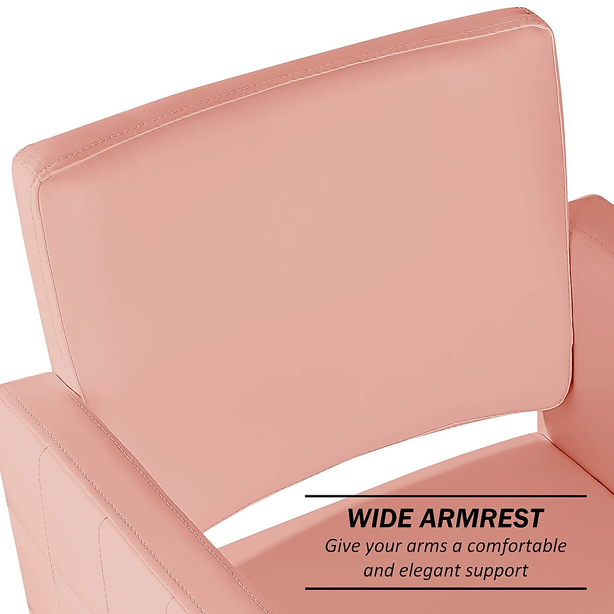 Paddie Hydraulic Salon Chair for Hair Stylist, 360 Degrees Rolling Swivel Barber Chairs All Purpose Beauty Spa Equipment, Max Load Weight 330 Lbs (Pink)