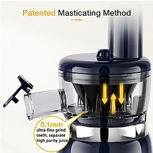 Cold Press Juicer, ZASMIRA Juicer Machines for Vegetable and Fruit with Upgraded Juicing Technology, Powerful Quiet Motor, Compact Size for Space-Saving Juicer, Easy to Clean