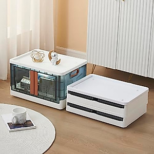 Shoe Storage Box,Plastic Stackable Shoe Organizer for Closet,Space Saving Shoe Storage Boxes,Lockable Sneaker Containers Case Bins with Lids & Wheels,Foldable Shoe Rack for Sneaker Boot (1 Pack)