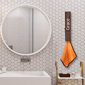 Ladenk 12 Inch Jumbo Clothespins Personalized Custom Name Wooden Clothespins Bathroom Towel Holder Laundry Room Hook (Gray)