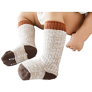 QandSweet Knitting Socks Keep Warm Unisex Baby Non-Slip Knee-High Stockings for Toddler Little Boy Girls 6-24 Months