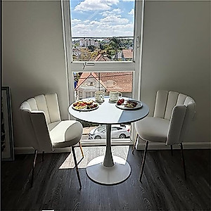 Modern Round Table - 31.5'' Round White Kitchen Table with MDF Table Top, Modern Table Top Tulip Table Round Kitchen Table for Kitchen, Dining Room and Living Room