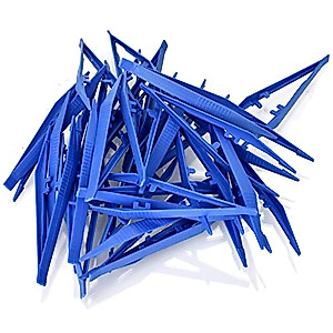 AccEncyc 30 Pcs DisposableTweezers Bulk Pack Blue 5 Inch Plastic Tweezers for Home, School and Lab