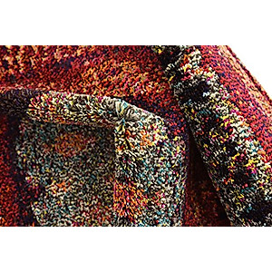 Unique Loom Estrella Collection Rustic, Distressed, Modern, Abstract Area Rug, 6 ft, Orange/Black