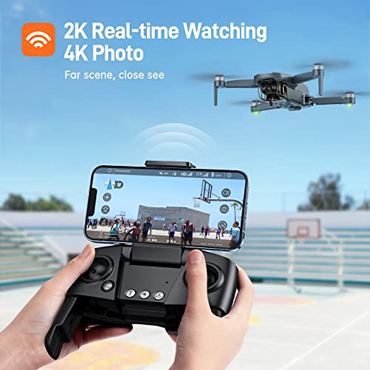 Bwine F7MINI Drones with Camera for Adults 4K 60Mins Flight Time, 5GHz WiFi Transmission, GPS Auto Return, Follow Me, Waypoints, Circle Fly, Beginner Mode, Less Than 250G, Customized Carrying Case As Gift, 2 Batteries + 2 Sets of Propellers