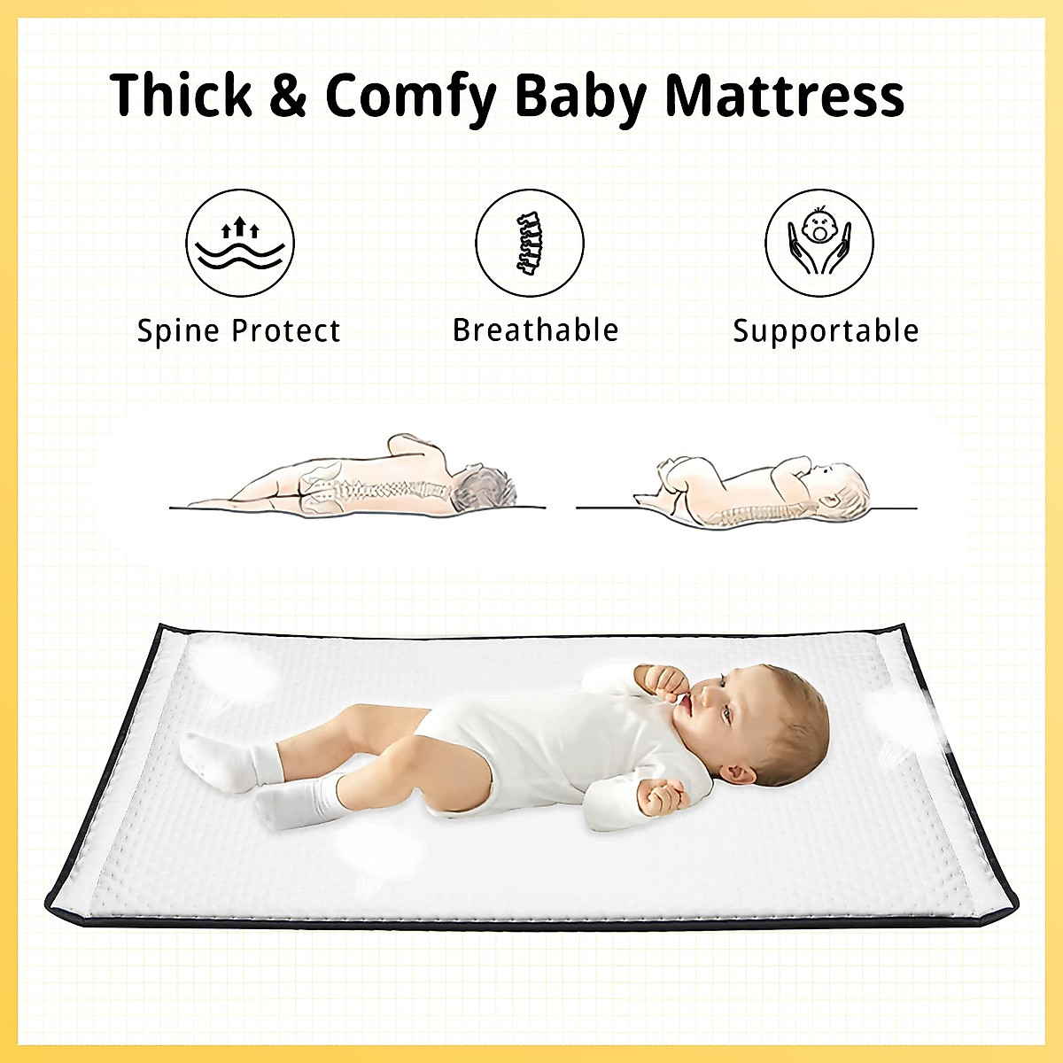 Travel Crib,PAPAMIA Light Portable Crib with Mattress | Foldable Playpen for Babies and Toddlers | Play Yard with Lightweight Handbag Design | Safety Certified