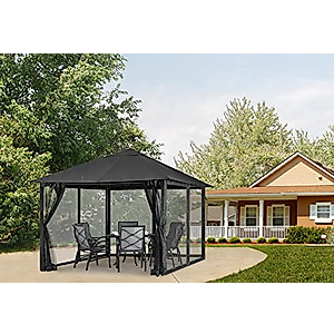 MASTERCANOPY 10x10FT Outdoor Patio Gazebo Canopy with Mosquito Netting for Lawn,Garden,Backyard and Deck(Dark Gary)