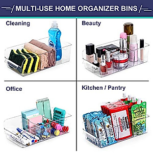 LANDNEOO 2 SET, 2 Tier Clear Organizer with Dividers + Set of 8, Stackable Clear Bins with Removable Dividers - Pantry Food Snack Organization and Storage - Multi-Purpose Plastic Home Organizer