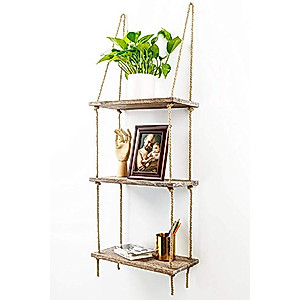 undrand 2 Pack Rustic Wood Floating Shelves for Wall, Boho Wall Decor Plant Shelf Bathroom Shelves Farmhouse Decor Wall Shelf Bedroom Wall Decor