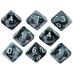 Paladin Roleplaying Gray and Black Dice - 8 D10 Set - 'Claws of Darkness'