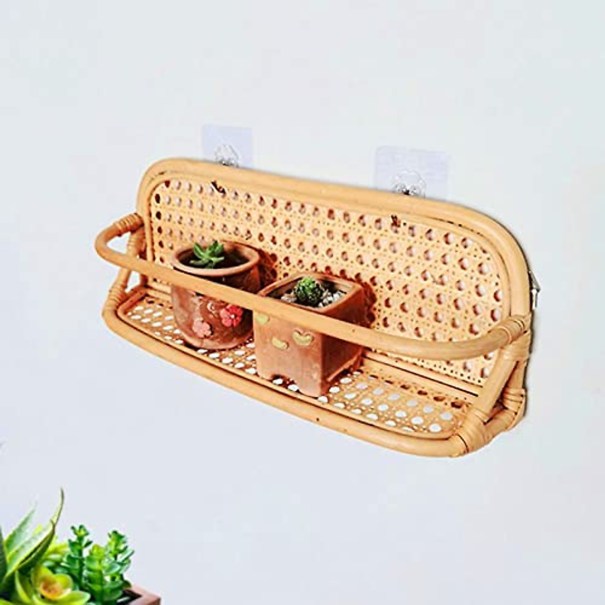 Aqur2020 Rattan Wall Shelf, Wall Mounted Floating Shelf Towel Rack Holder for Bedroom, Living Room, Bathroom, Kitchen, Office Decor