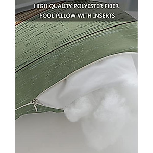 Recliner Head Pillow Ledge Loungers Chair Pillows with Insert Vintage Sage Green Brown Wood Grain Farm Lumbar Pillow with Adjustable Strap Outdoor Waterproof Patio Pillows for Beach Pool, 2 PCS