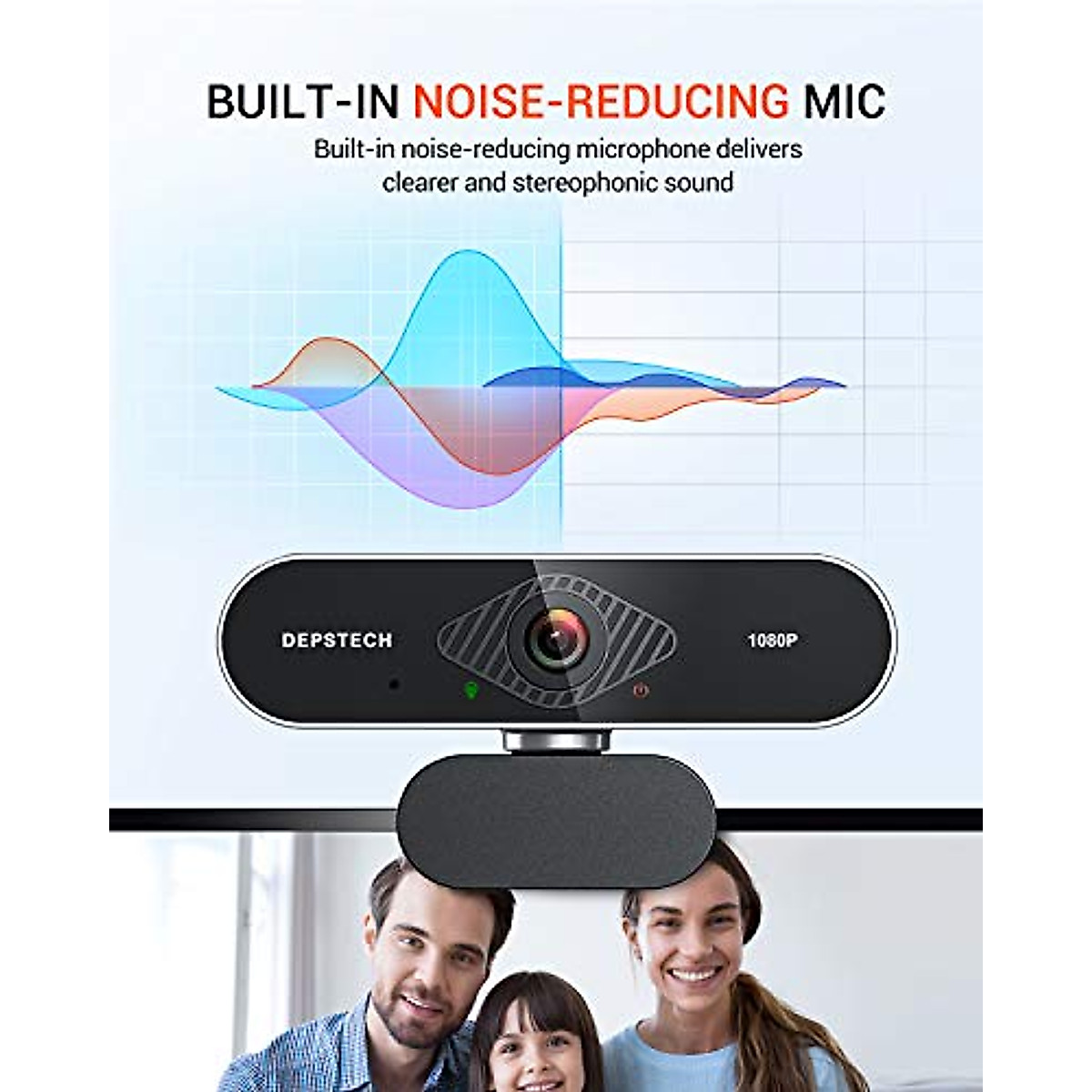 DEPSTECH Webcam with Microphone, 1080P HD Webcam with Auto Light Correction for Desktop/Laptop, Streaming Computer USB Web Camera for Video Conferencing, Teaching, Streaming, and Gaming-D04