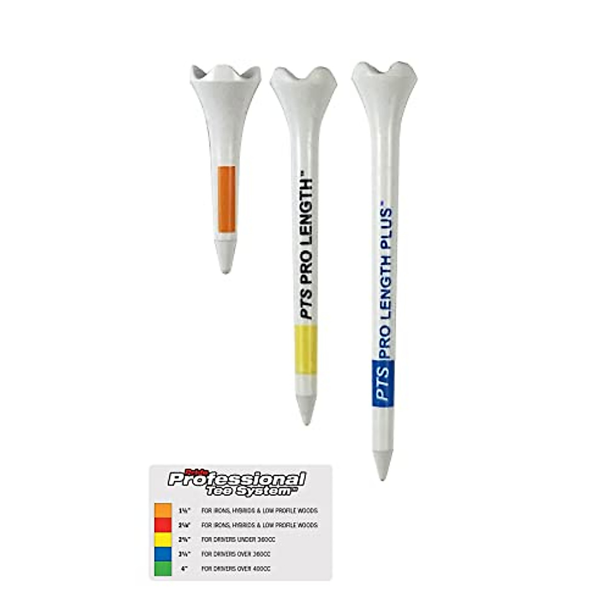 Pride Professional Tee System Plastic Golf Tees (Pack of 50), 40 Count 3-1/4-Inch + 10 Count 1-1/2-Inch,White