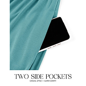 ZESICA Women's Spring Long Sleeve Dress 2025 Crewneck Casual Loose Pleated Tiered Swing Midi Dresses with Pockets,Sage,Medium