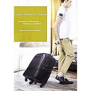 Wheeled Backpack Multifuctional Pull Rod Backpack 21 Inches with Waterproof Cover,Laptop Bag (Blue)